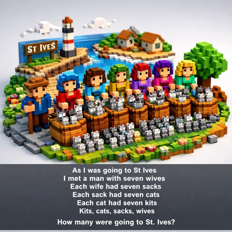 As I was going to St Ives I met a man with seven wives — Riddle with ...