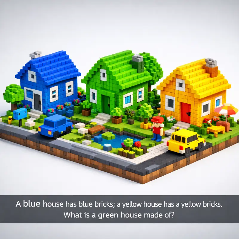 A blue house has blue bricks; a yellow house has a yell — Riddle with ...