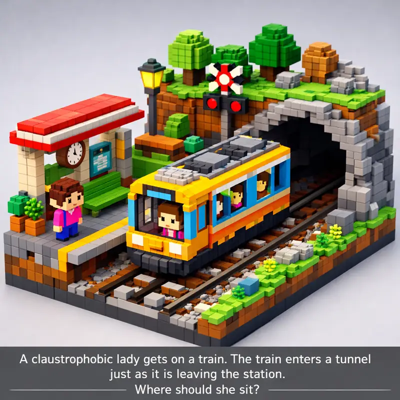 A claustrophobic lady gets on a train. The train enters — Riddle with ...