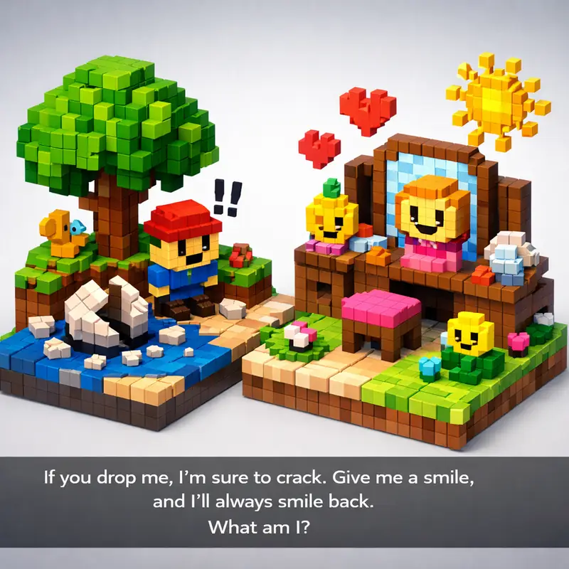 If you drop me, I'm sure to crack. Give me a smile, and — Riddle with ...