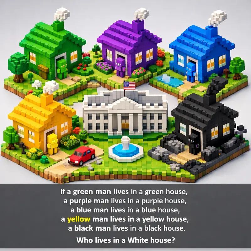 If a green man lives in a green house, a purple man li — Riddle with ...