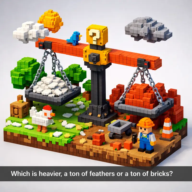 Which is heavier, a ton of feathers or a ton of bricks? — Riddle with ...