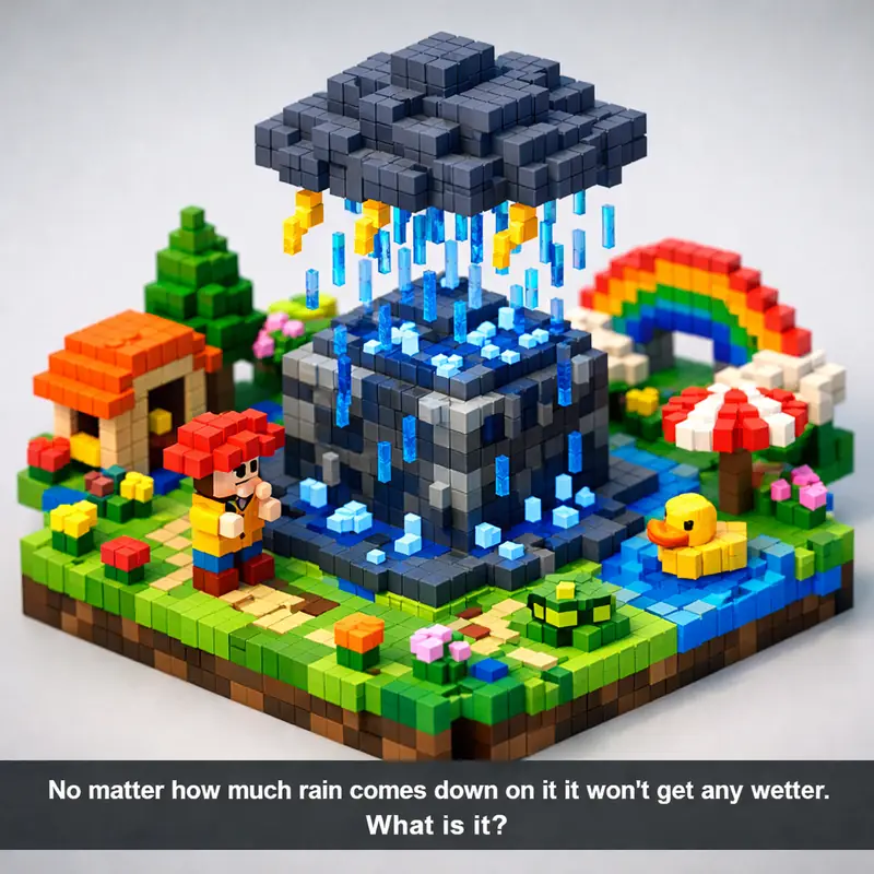 No matter how much rain comes down on it it won't get a — Riddle with ...