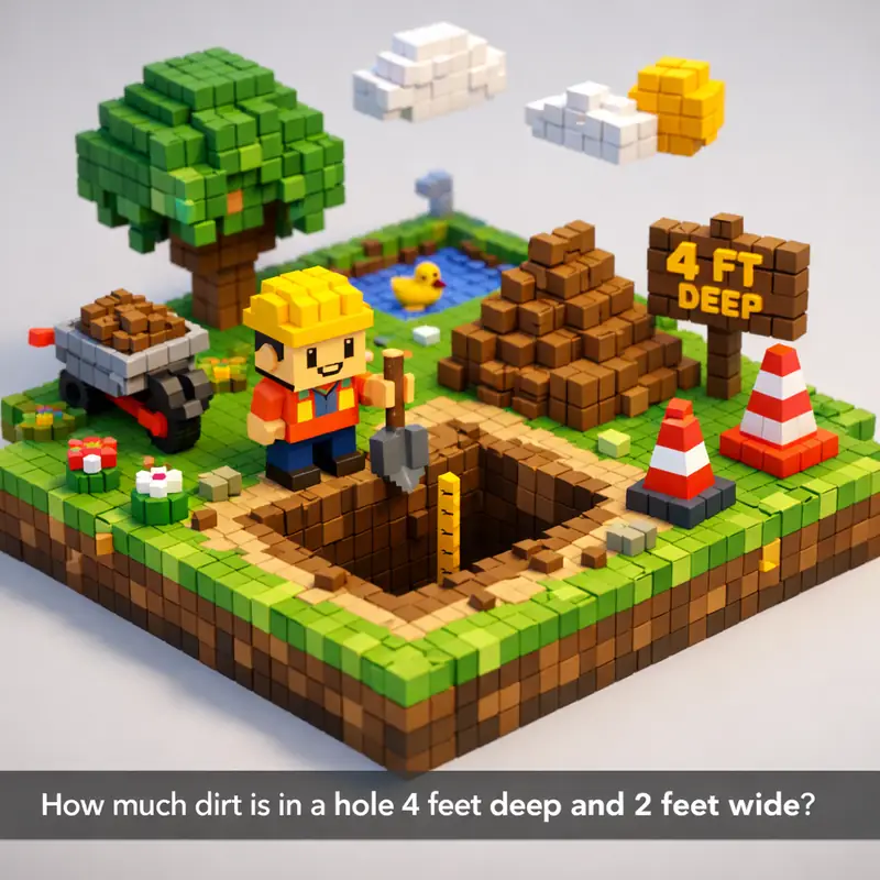 How much dirt is in a hole 4 feet deep and 2 feet wide? — Riddle with ...