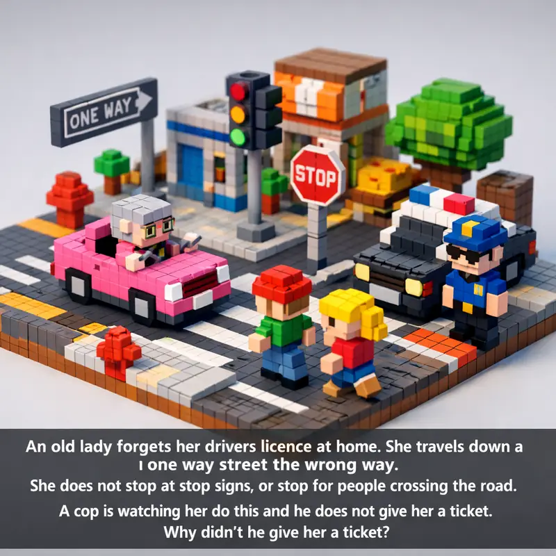 An old lady forgets her drivers licence at home. She tr — Riddle with ...