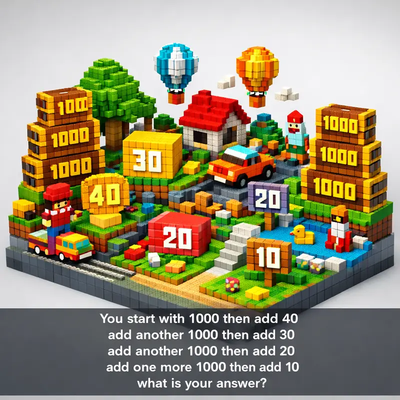 You start with 1000 then add 40 add another 1000 then a — Riddle with ...
