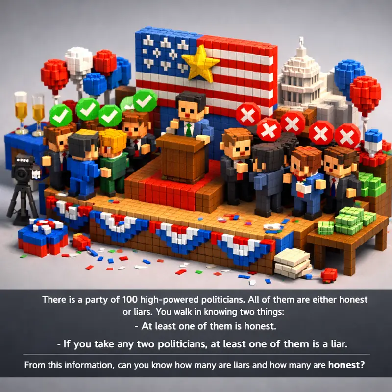 There is a party of 100 high-powered politicians. All o — Riddle with ...